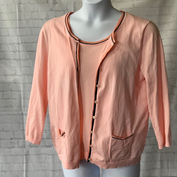 Talbots | Sweaters | Talbots Size Xl Peach Tank And Button Up Cardigan ...